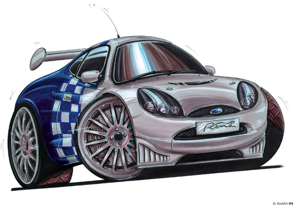 Ford Puma Rallye Grise - Caricature Auto Moto