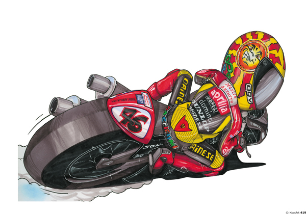 Aprilia Valentino Rossi - Caricature Auto Moto