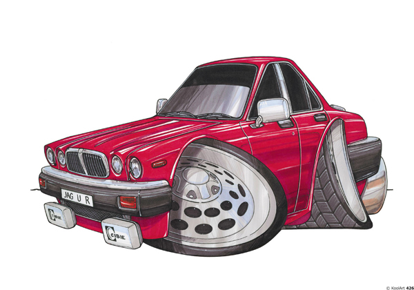Jaguar Sovereign Rouge - Caricature Auto Moto