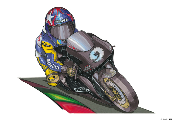 Aprilia GP Noire - Caricature Auto Moto