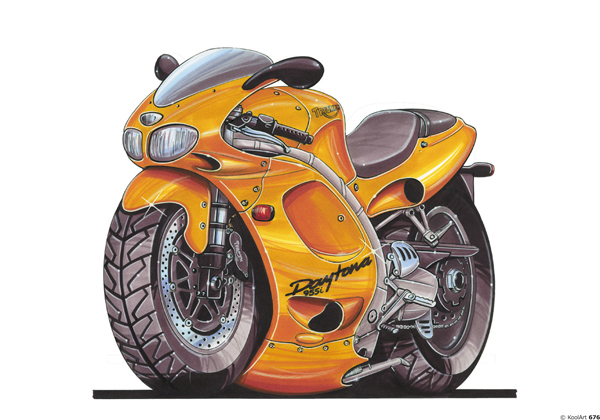 Triumph Daytona Orange - Caricature Auto Moto