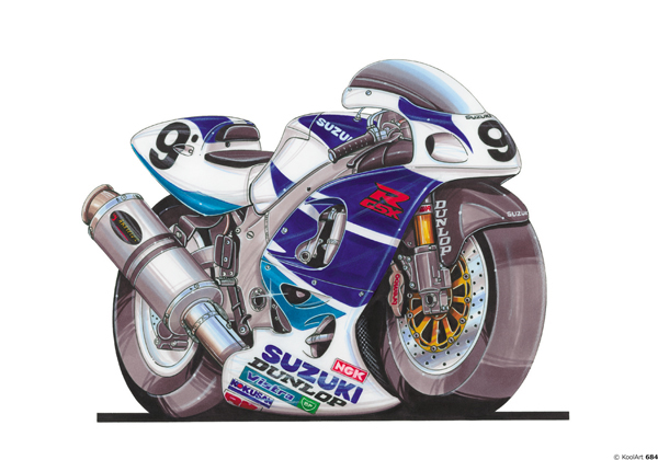 Suzuki GSXR Blanche - Caricature Auto Moto