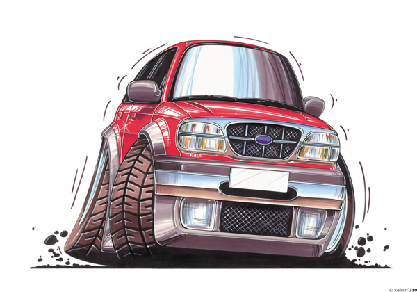 Ford Explorer 4X4 Rouge - Caricature Auto Moto