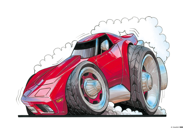 Chevrolet Corvette Stingray Rouge - Caricature Auto Moto