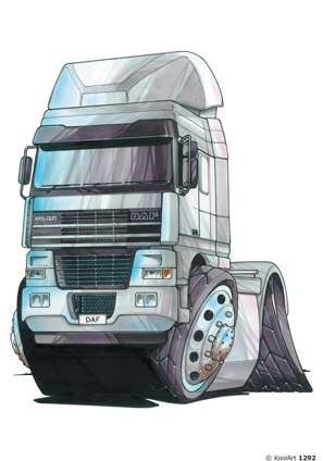 Camion Daf Gris - Caricature Auto Moto
