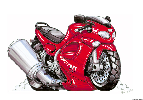 Triumph Sprint Rouge - Caricature Auto Moto