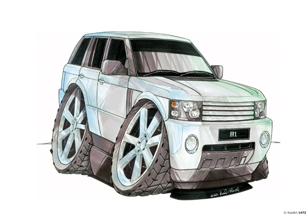 Land Rover Range 4X4 Gris - Caricature Auto Moto