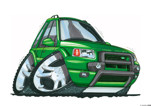 Land Rover Freelander Vert - Caricature Auto Moto