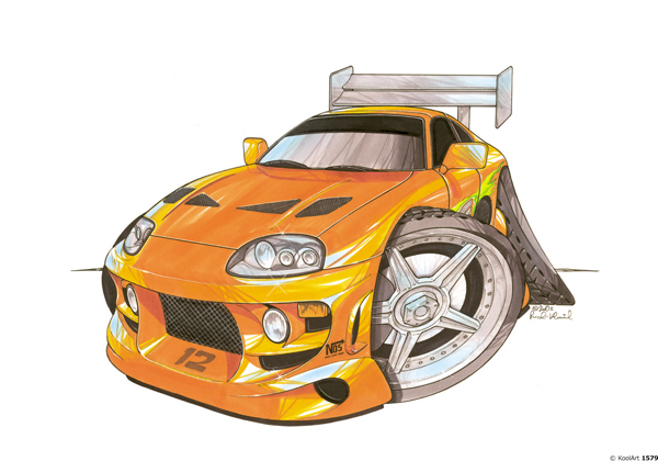 Toyota Supra F&F - Caricature Auto Moto