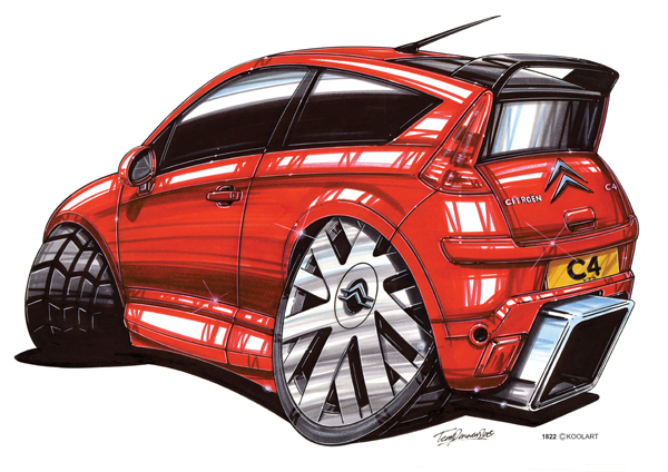 Citroen C4 Rouge - Caricature Auto Moto