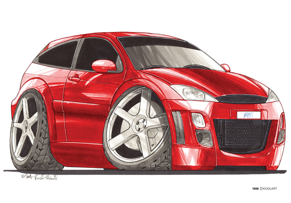 Ford Focus RS Rouge - Caricature Auto Moto