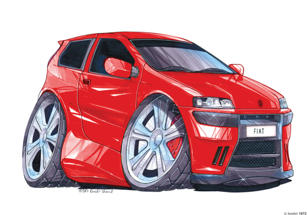 Fiat Punto Sport Rouge - Caricature Auto Moto