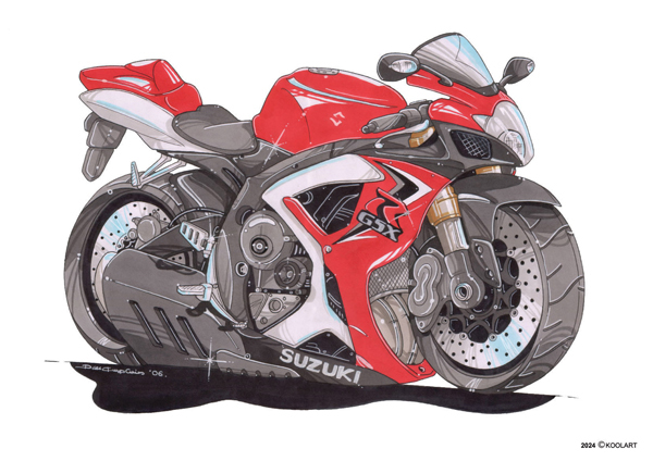 Suzuki GSXR Rouge - Caricature Auto Moto