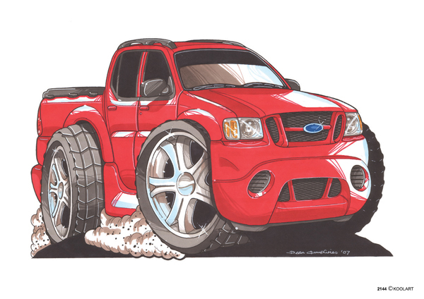 Ford Explorer Sport Rouge - Caricature Auto Moto