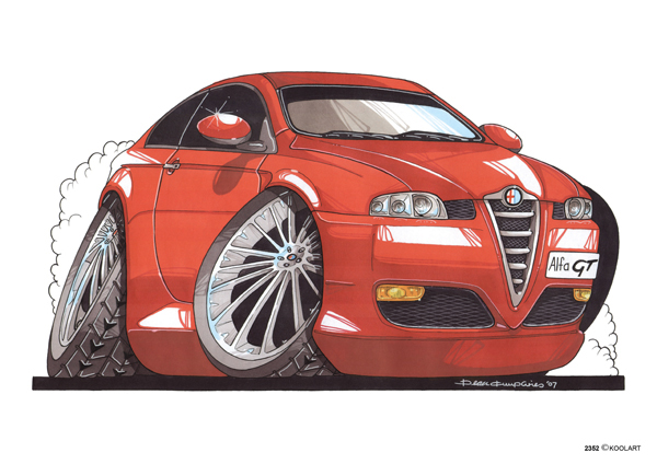 Alfa Roméo GT Rouge - Caricature Auto Moto