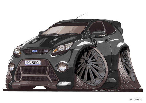 Ford Focus RS 500 Noire - Caricature Auto Moto