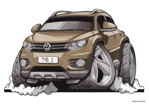 Volkswagen Tiguan Beige - Caricature Auto Moto