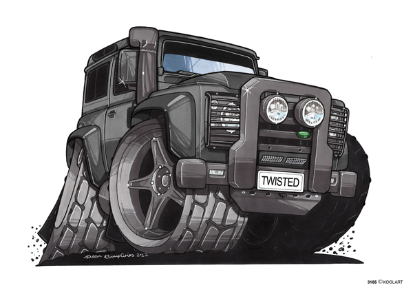 Land Rover Defender Noir - Caricature Auto Moto
