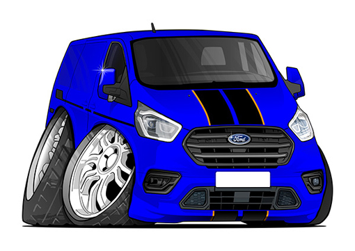 Ford Transit Bleu - Caricature Auto Moto